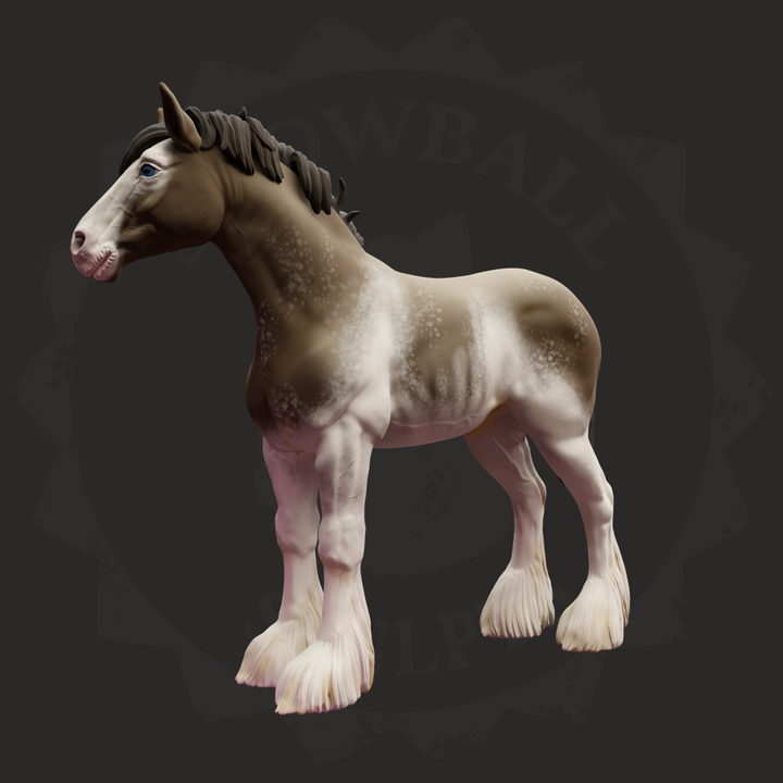 3D Printable Clydesdale Gelding Horse Model by Snowball Sculpts