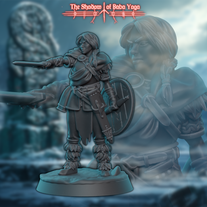 3D Printable Shieldmaiden (25mm Base) by 3DPZStudio