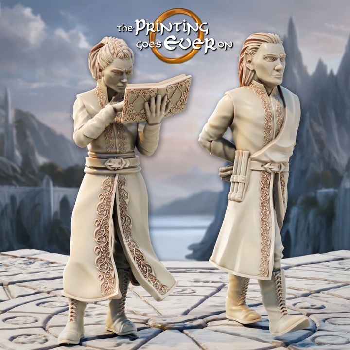 3D Printable Elven Loremasters - Presupported by The Printing Goes Ever On