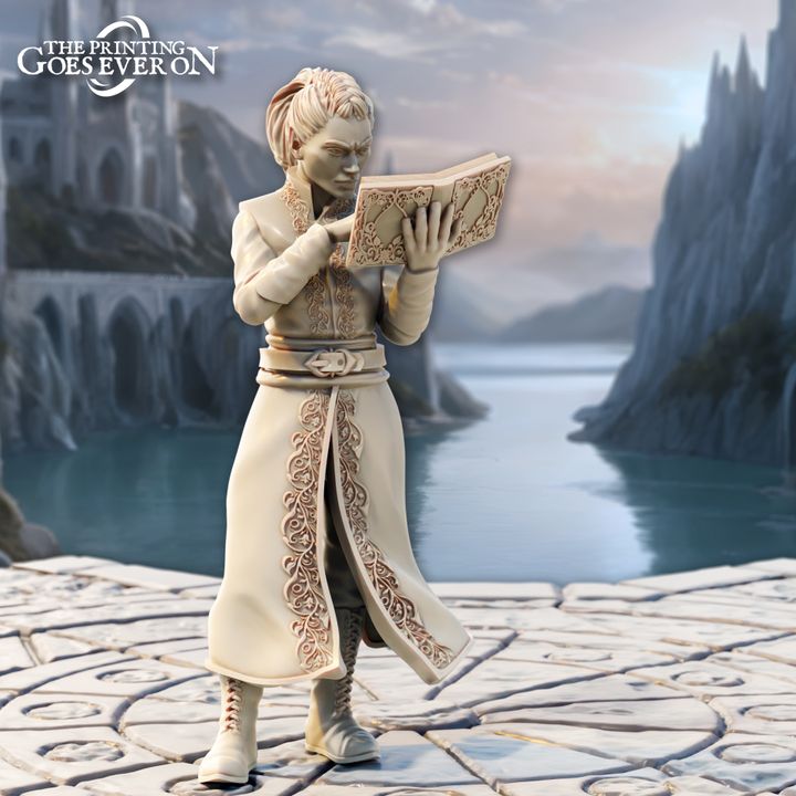 3D Printable Elven Loremaster B - Presupported by The Printing Goes Ever On