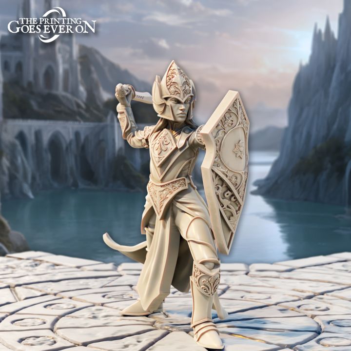 3D Printable Elven Sentries - Spear and Sword Variants - Presupported ...