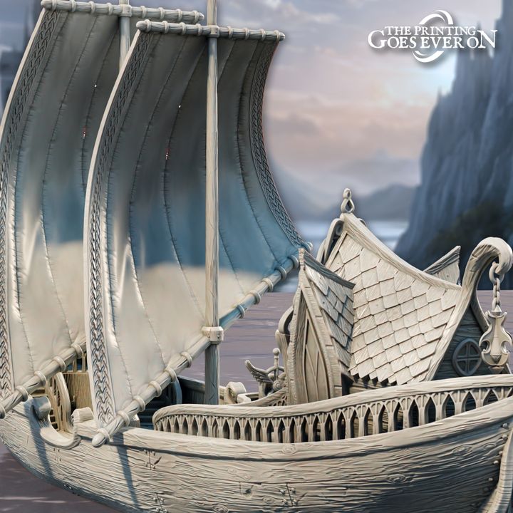 3D Printable Elven Ship - Supportless by The Printing Goes Ever On