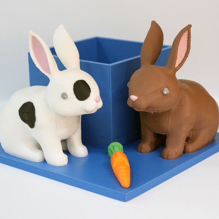 3D Printable Small rabbit pen holder by Philippe Barreaud