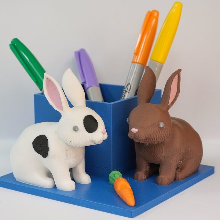3D Printable Small rabbit pen holder by Philippe Barreaud