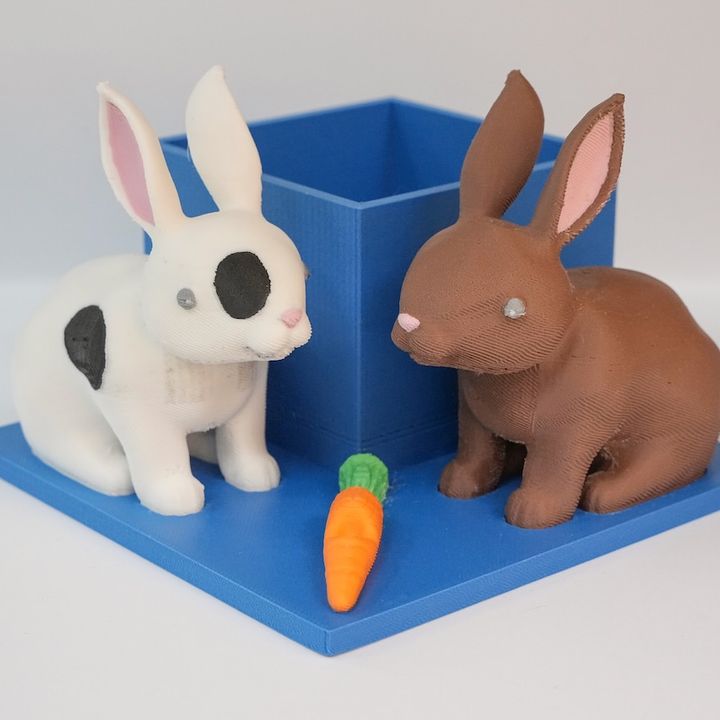 3D Printable Small rabbit pen holder by Philippe Barreaud