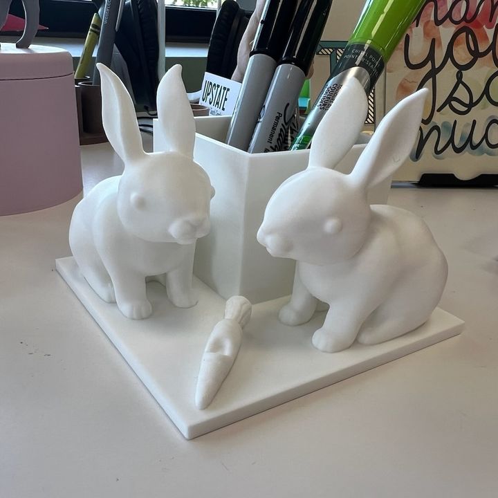 3D Printable Small rabbit pen holder by Philippe Barreaud
