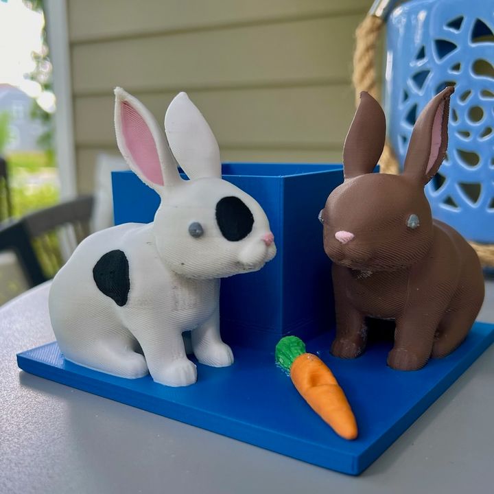 3D Printable Small rabbit pen holder by Philippe Barreaud