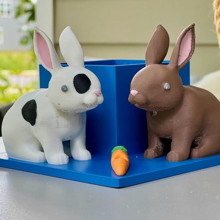 3D Printable Small rabbit pen holder by Philippe Barreaud