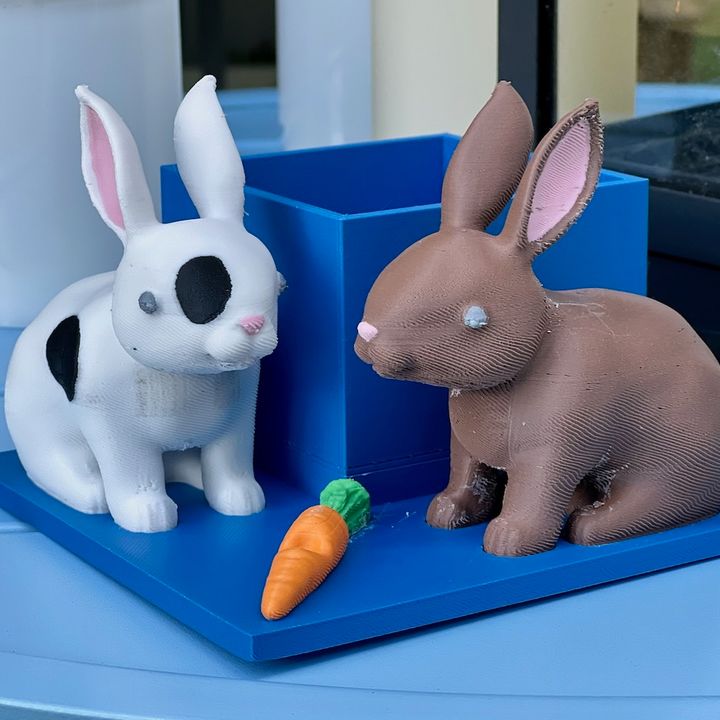 3D Printable Small rabbit pen holder by Philippe Barreaud