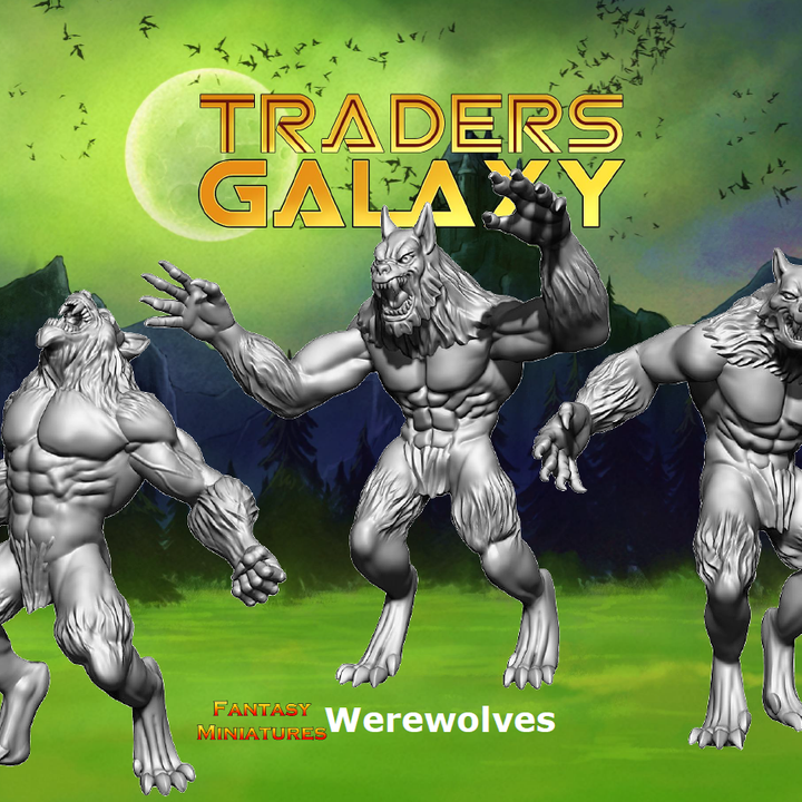 3D Printable Night Horrors - Werewolves by Traders Galaxy Miniatures ...