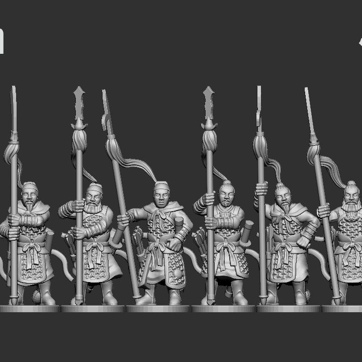 3D Printable 28mm Song Dynasty Spear Armoured Foot by Ten Kingdoms ...