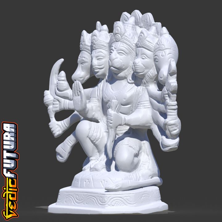 3D Printable Guardian of the Elements: Hanuman’s Five Faces by VedicFutura