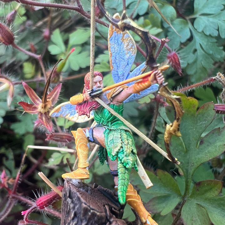 3D Print of Female Fairy Ranger - Lyra Willowshade - Longbow Aim by ...