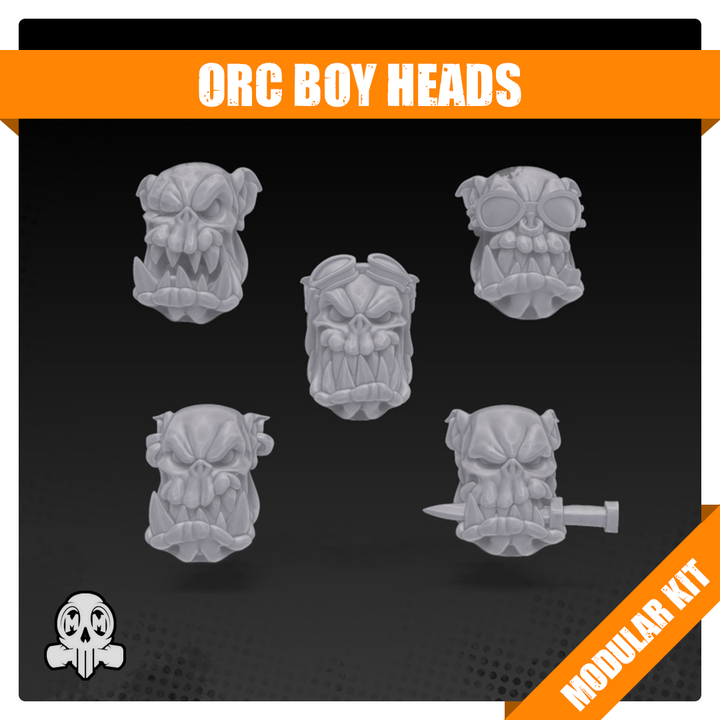 3D Printable Orc Boy Heads - Bits by Malicious Mini's