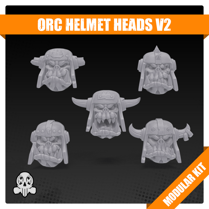 3D Printable Orc Helmet Heads V2 - Bits by Malicious Mini's
