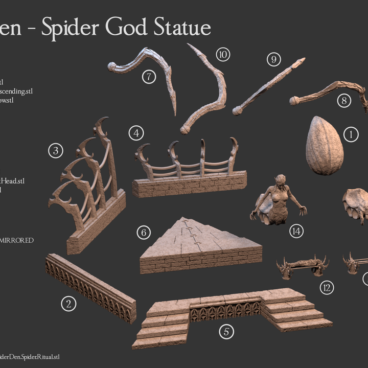 3D Printable Spider God Statue - Scatter Terrain by Making Tlon