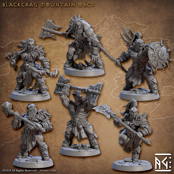 3D Printable Blackcrag Orcs (Complete set - 63) by Artisan Guild