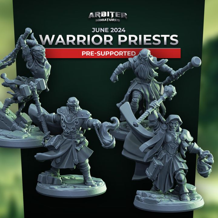 3D Printable Arbiter Miniatures June 2024 Warrior Priests Presupported ...