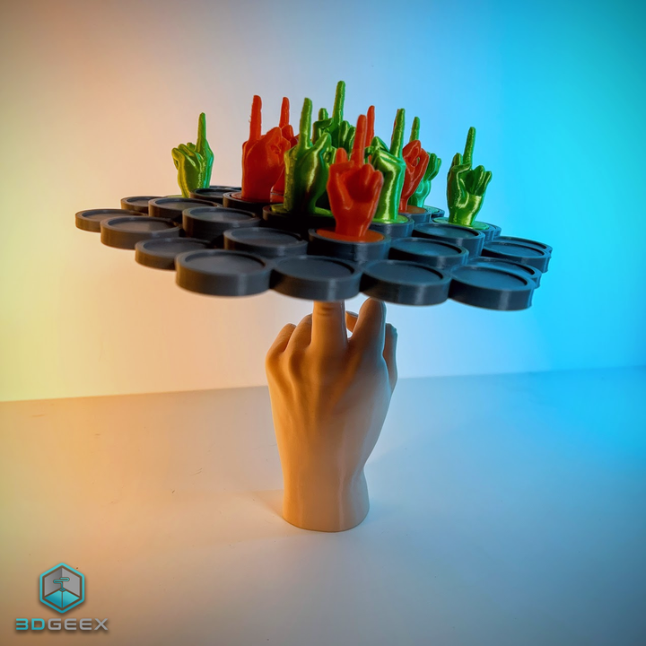 3D Printable Middle Finger Balance Game by 3DGeex