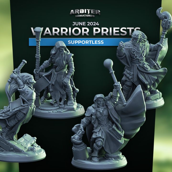 3D Printable Arbiter Miniatures June 2024 Warrior Priests Supportless ...