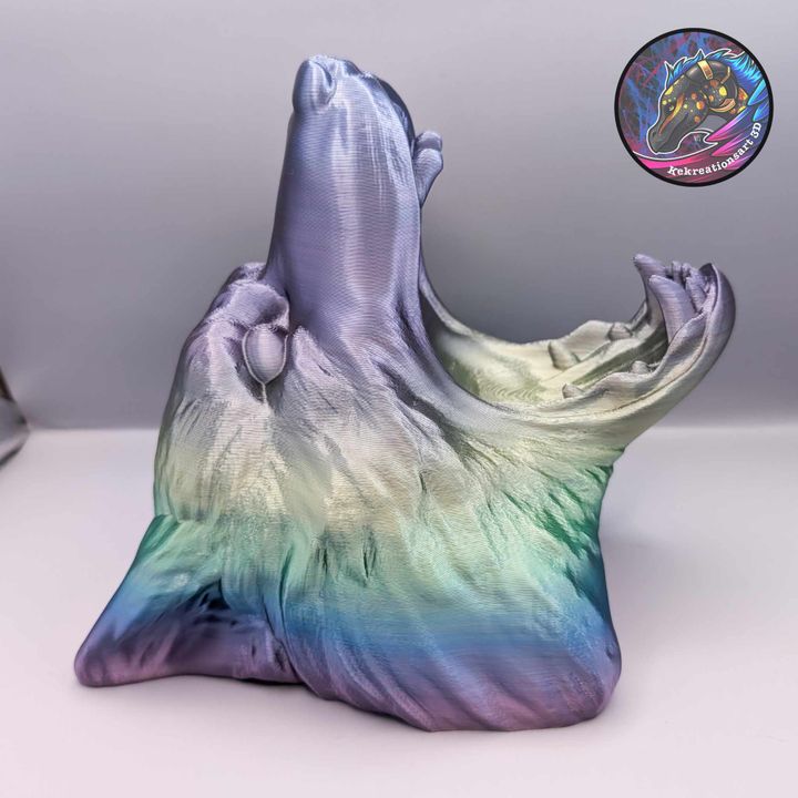 3D Printable Wolf Head Controller Holder by Kirsten M