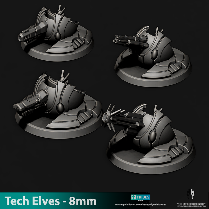 3D Printable Heavy Weapon Platforms - Tech Elves - 8mm by Edge Miniatures