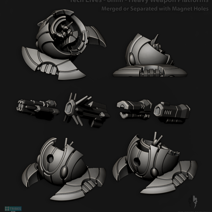 3D Printable Heavy Weapon Platforms - Tech Elves - 8mm by Edge Miniatures