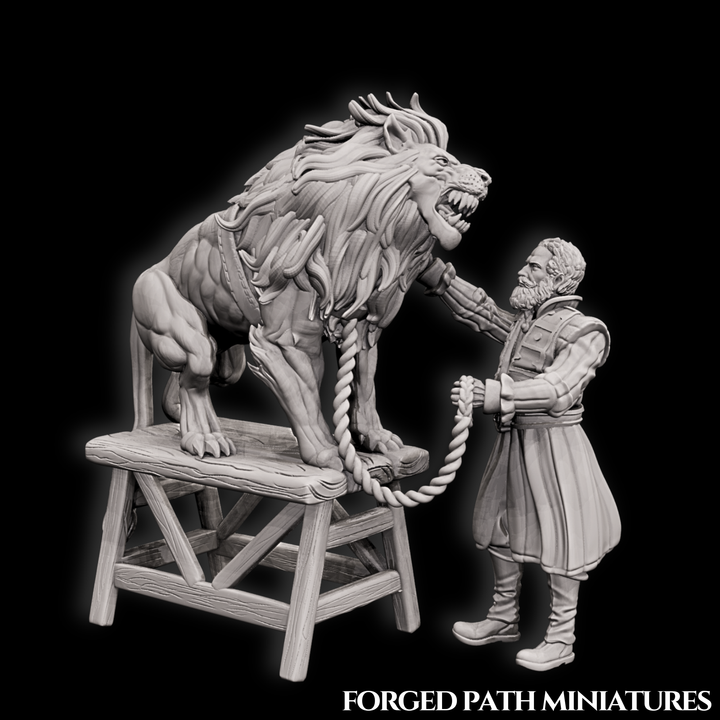 3D Printable Medieval Circus - Lion Tamer by Forged Path Miniatures