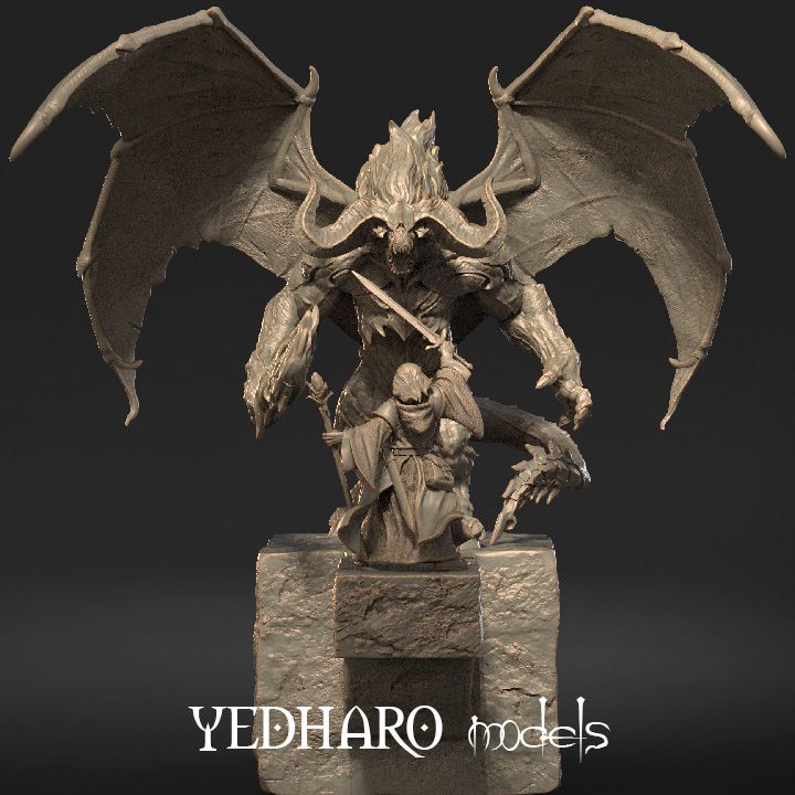 3D Printable EPIC SCENE VOL1. DEMON VS WIZARD by Yedharo Models SL