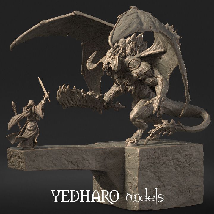 3D Printable EPIC SCENE VOL1. DEMON VS WIZARD by Yedharo Models SL
