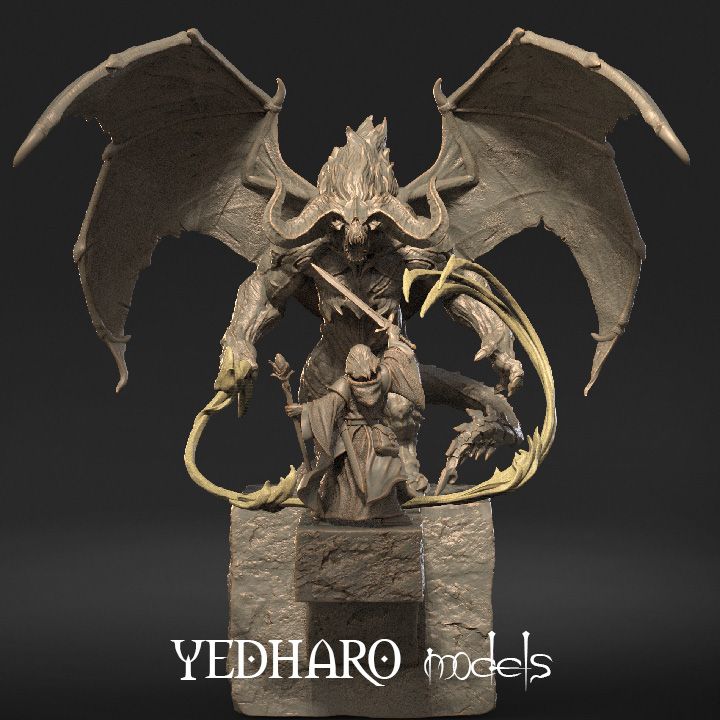 3D Printable EPIC SCENE VOL1. DEMON VS WIZARD by Yedharo Models SL