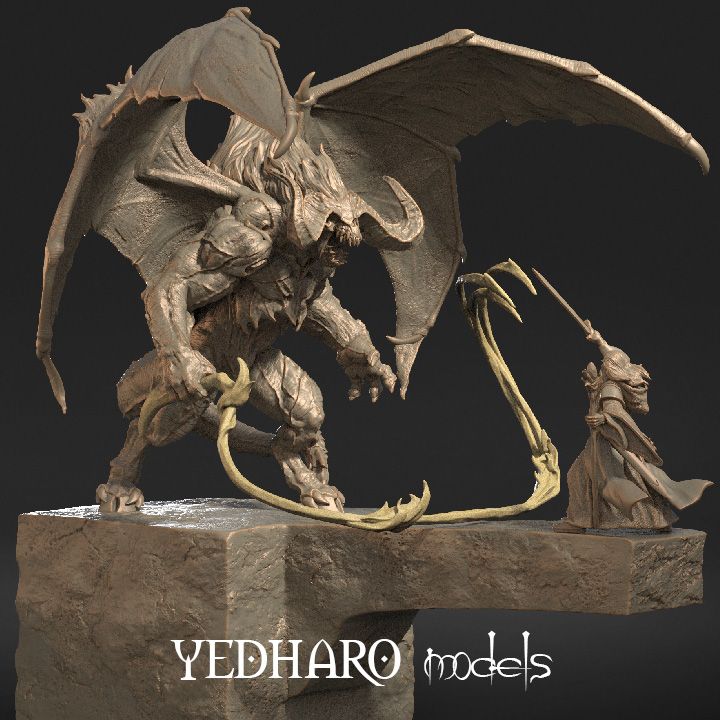 3D Printable EPIC SCENE VOL1. DEMON VS WIZARD by Yedharo Models SL