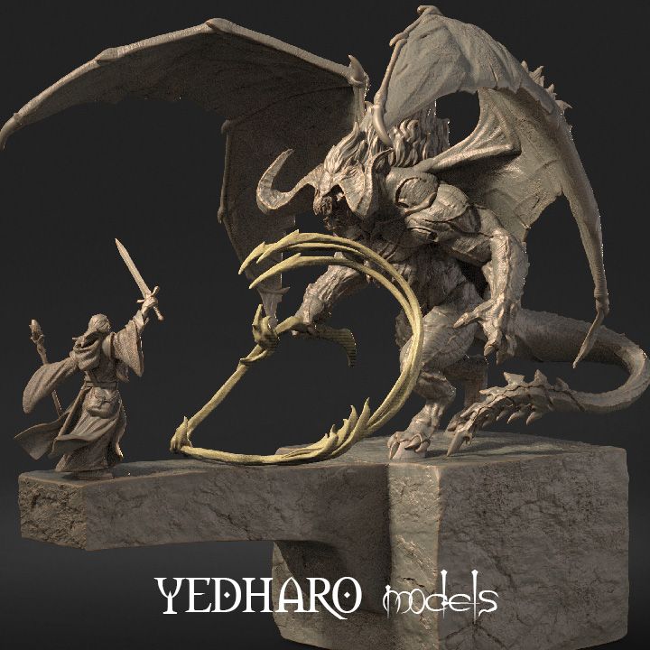3D Printable EPIC SCENE VOL1. DEMON VS WIZARD by Yedharo Models SL