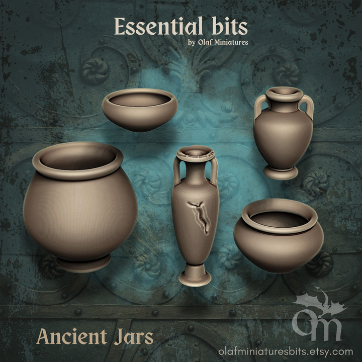 3D Printable Ancient Jars by Olaf Miniatures Bits