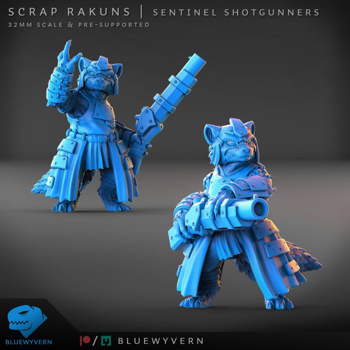 3D Printable Scrap Rakuns - Complete Set B (Modular) by BlueWyvern