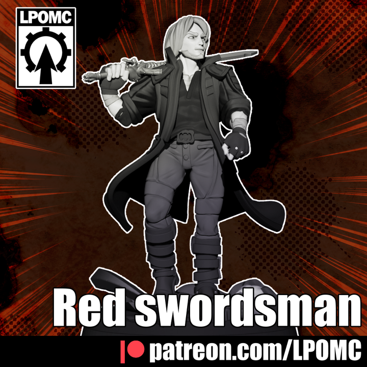 3D Printable Red Swordsman by LPOMC