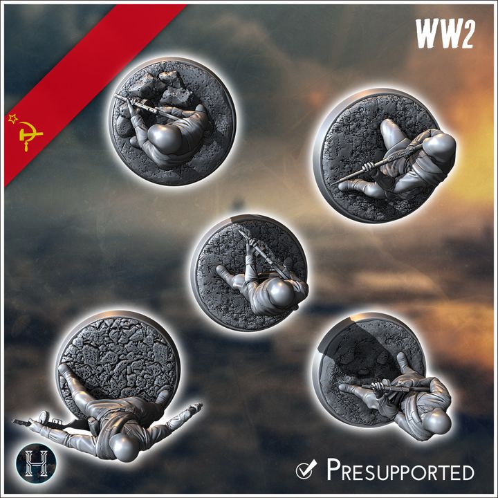 3D Printable Set of five Soviet Russian Red Army soldiers (WW2 USSR ...