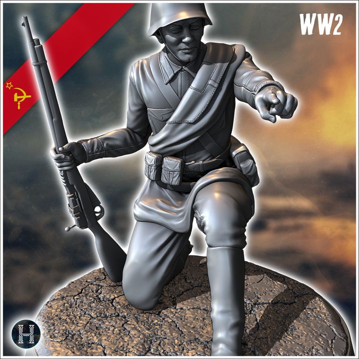3D Printable Set of five Soviet Russian Red Army soldiers (WW2 USSR ...