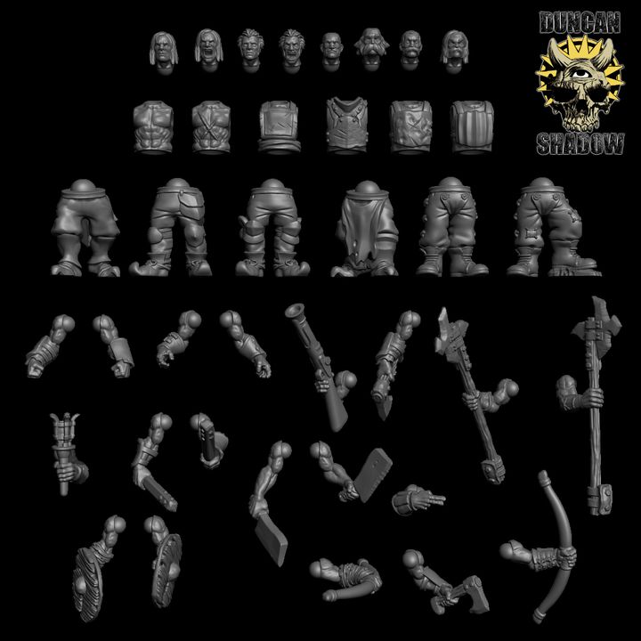 3D Printable Thugs Multipart Kit (Pre Supported) by Duncan Shadow