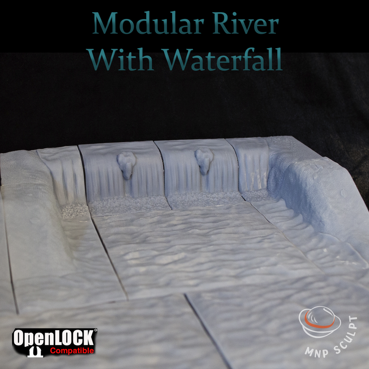 3D Printable Modular River With Waterfall by MNP Sculpt