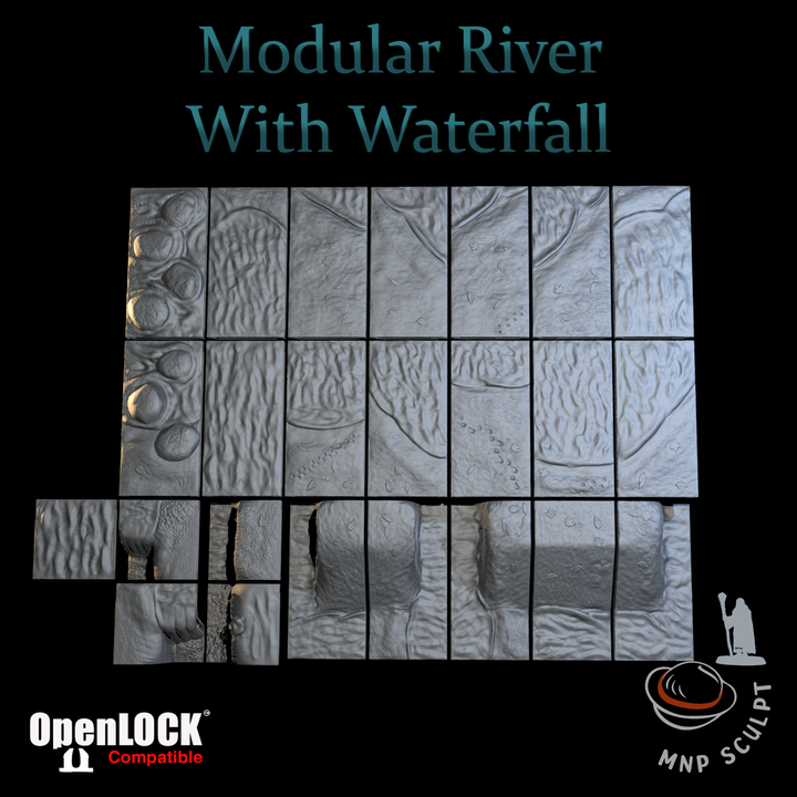 3D Printable Modular River With Waterfall by MNP Sculpt