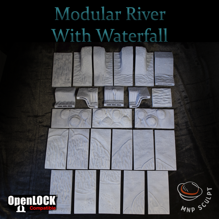 3D Printable Modular River With Waterfall by MNP Sculpt