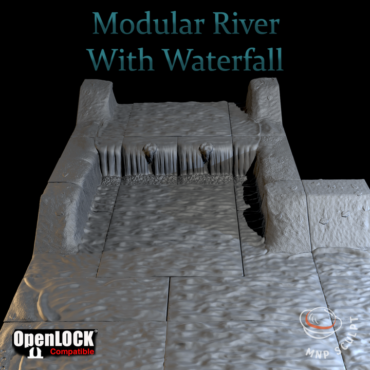 3D Printable Modular River With Waterfall by MNP Sculpt