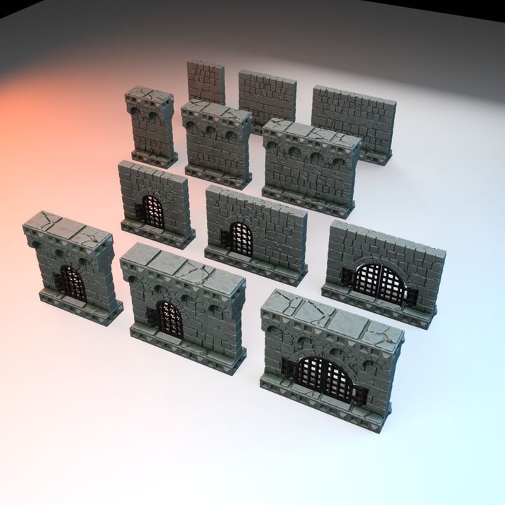 3D Printable The Universal Dungeon - Walls by HexCellar