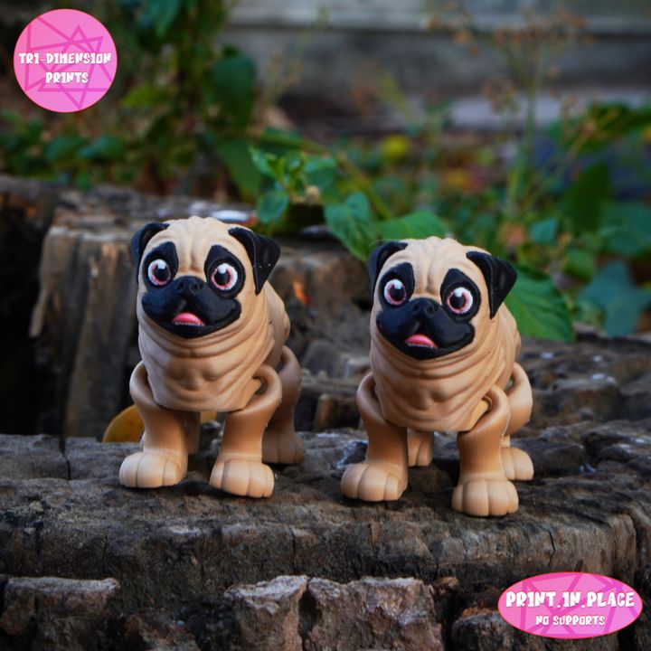 3D Printable Flexi Pug Dog by TriDimensionPrints