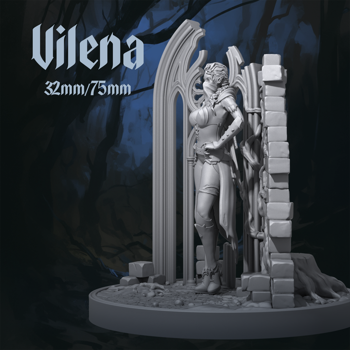 3D Printable Vilena 32mm and 75mm by Dungeons & Maidens