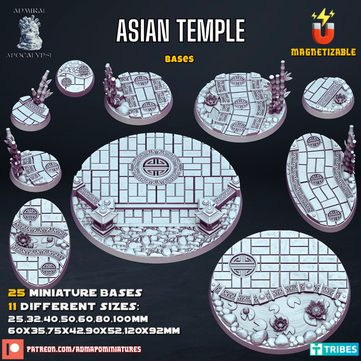 3D Printable Asian Temple Bases (Pre-supported) by Admiral Apocalypse