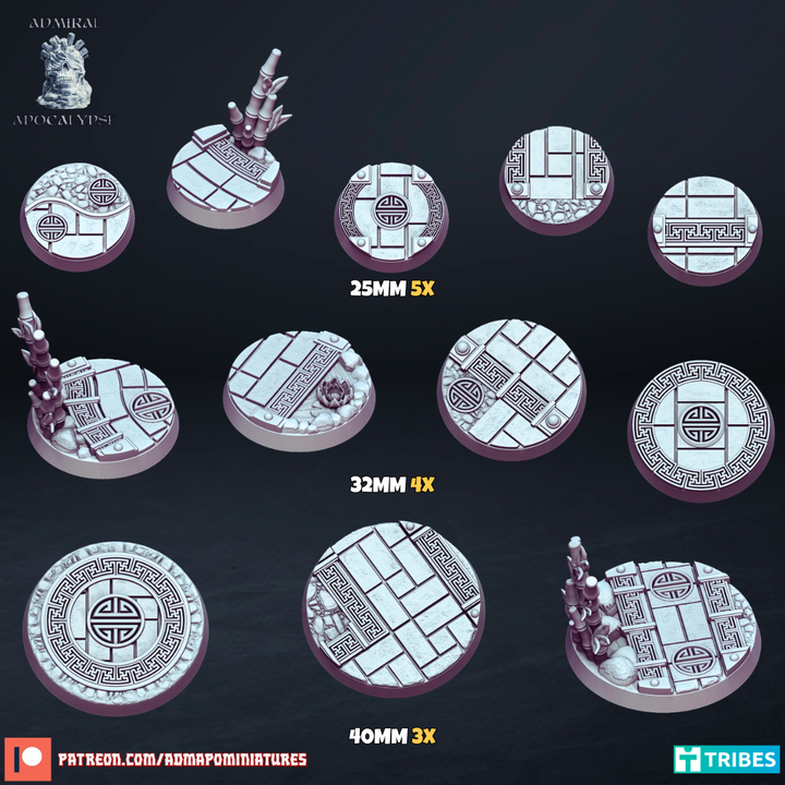 3D Printable Asian Temple Bases (Pre-supported) by Admiral Apocalypse