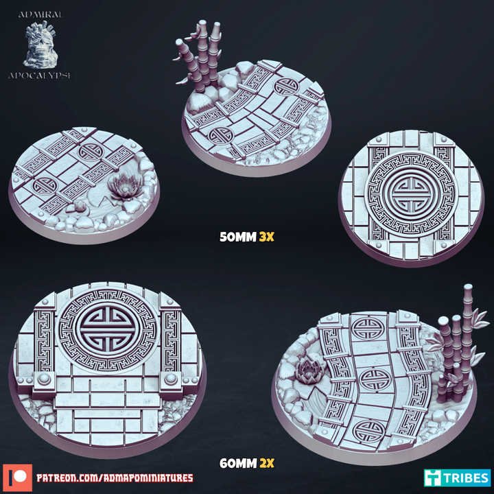 3D Printable Asian Temple Bases (Pre-supported) by Admiral Apocalypse