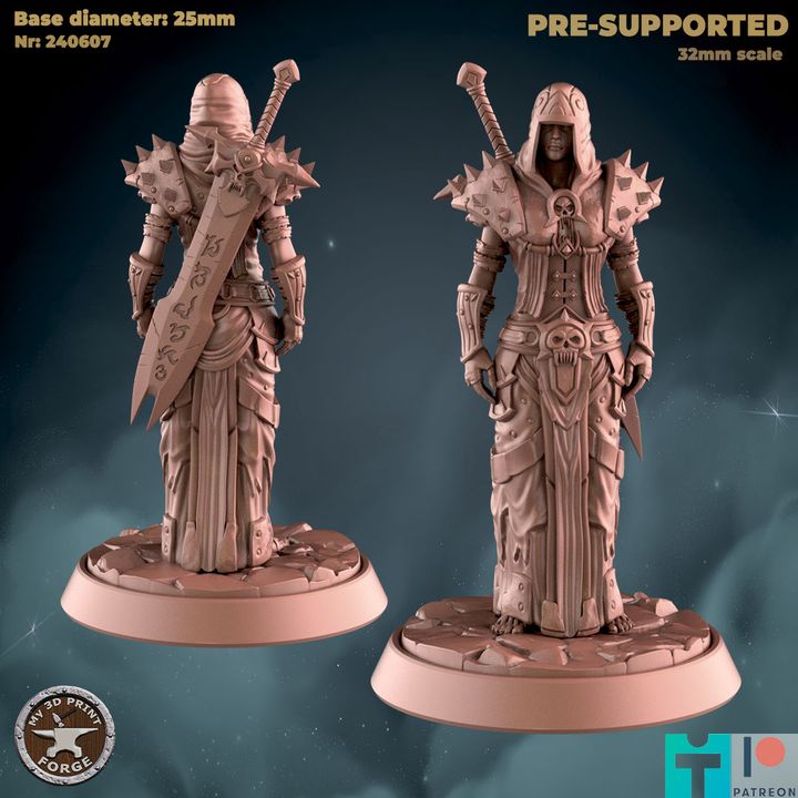 3D Printable Death Knight Human Female 3 models by My3DPrintForge